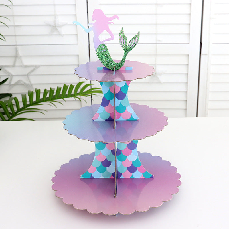Mermaid paper cake stand Birthday party dessert stand display stand ...