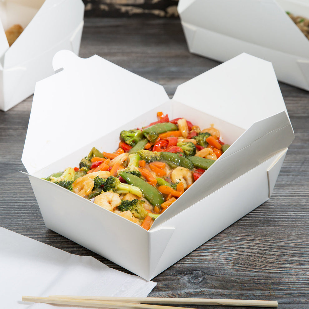 Rectangular white takeout packaging box – Baipak